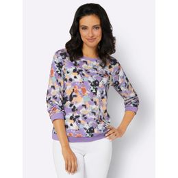 WITT Damen Sweatshirt mit 3/4-langen &Auml;rmeln, apricot-lavendel-bedruckt, Gr&ouml;&szlig;e 38