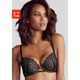 JETTE Damen Push-up-BH, Schwarz, Gr. 70B, Push-Up-BHs, Material: Polyamid