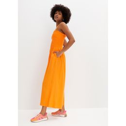 bonprix Jumpsuit aus flie&szlig;ender Viskose, orange, Gr.42, Sommerlicher Jumpsuit mit Smok und abnehmbaren Tr&auml;gern, aus Viskose