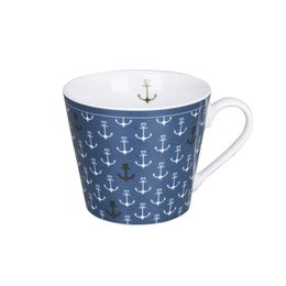 Krasilnikoff Happy Cup, Anchor allover, 400 ml, Thunder Blue