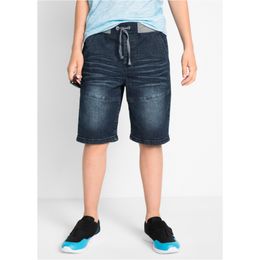 bonprix Schlupf-Stretch-Jeans-Bermuda Regular Fit, blau, mit Baumwolle