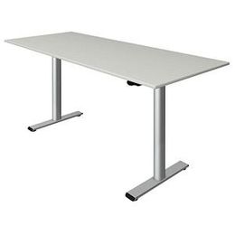 Kerkmann Move 1 base elektrisch höhenverstellbarer Schreibtisch lichtgrau rechteckig, T-Fuß-Gestell silber 150,0 x 80,0 cm