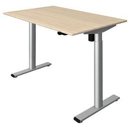 Kerkmann Move 1 base elektrisch höhenverstellbarer Schreibtisch ahorn rechteckig, T-Fuß-Gestell silber 120,0 x 80,0 cm