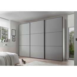 Schwebetürenschrank STAUD "Includo, Made in Germany" Schränke Gr. B/H/T: 280 cm x 222 cm x 68 cm, Premium, 3 St., blau (dekor saphir) Mit vier verschiedenen Ausstattungsvarianten