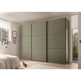 Schwebetürenschrank STAUD "Includo, Made in Germany" Schränke Gr. B/H/T: 249 cm x 222 cm x 68 cm, Comfort, 3 St., grün (dekor salbei) Mit vier verschiedenen Ausstattungsvarianten