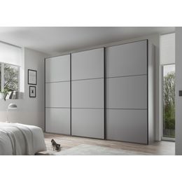 Schwebetürenschrank STAUD "Includo, Made in Germany" Schränke Gr. B/H/T: 298 cm x 222 cm x 68 cm, Basic, 3 St., blau (dekor saphir) Mit vier verschiedenen Ausstattungsvarianten