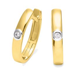 Paar Creolen OROLINO "Gold 585 Brillanten 0,02ct." Ohrringe Gr. ONE-SIZE, 0,02 ct SI = kleine Einschlüsse, Gold, gelb (gelb, weiß) Damen