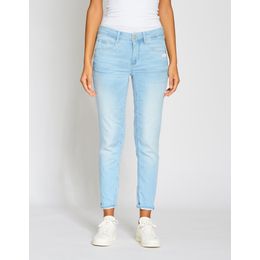 Relax-fit-Jeans Gang "94AMELIE CROPPED", Damen, Gr. 31, N-Gr, blau (light blau wash), Denim/Jeans, Obermaterial: 98% Baumwolle, 2% Elasthan, casual, relaxed fit, Jeans, aus weichem Sweat Denim