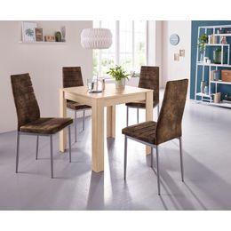 Essgruppe Inosign Sitzmöbel-Sets Gr. Set: 1 Tisch und 4 Stühle, Microfaser, braun (eichefarben, braun) Sitzmöbel-Sets Tischgruppe für kleine Räume