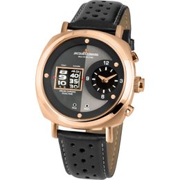 Chronograph Jacques Lemans "Lugano, 1-2058C" Armbanduhren rosegold (schwarz) Herren Quarzuhr, Armbanduhr, Herrenuhr, Stoppfunktion, gehärtetes Crystexglas