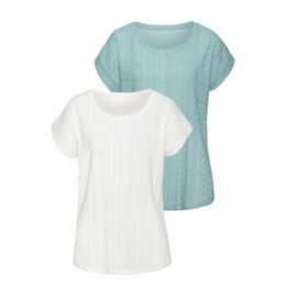 T-Shirt Vivance Gr. 40/42, grün (mint, creme) Damen Shirts mit modischem Jacquard-Muster