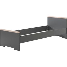 Jugendbett Vipack "London", grau (anthrazit), B:97cm H:76,1cm L:205cm, Betten, Kinder-Einzelbett, Einzelbett mit Melamin-Oberfläche