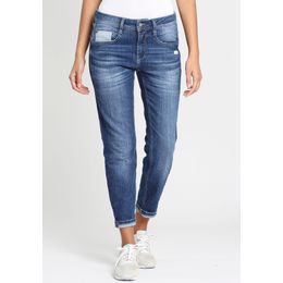 Relax-fit-Jeans Gang "94AMELIE CROPPED" Gr. 27, N-Gr, blau (reverse wash (mid blue)) Damen Jeans