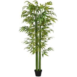 HOMCOM Kunstpflanze mit Übertopf grün 17L x 17B x 180H cm