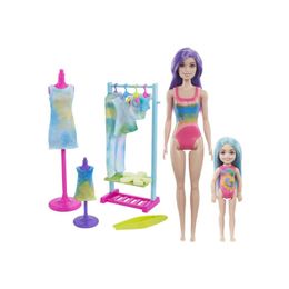 Mattel HCD29 - Barbie Chelsea - Color Reveal - Tie Dye Fahion Maker - Färbe-Set mit Barbie und Chelsea Puppe