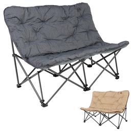 KINGCAMP Camping Sofa Lindon Relax Doppel Lounge Stuhl 2Personen Faltstuhl Couch Farbe: beige