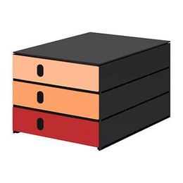 Styro Schubladenbox Styroval pro feelings, Poppy hellorange, dunkelorange, rot 14-8050.Po, DIN C4 mit 3 Schubladen