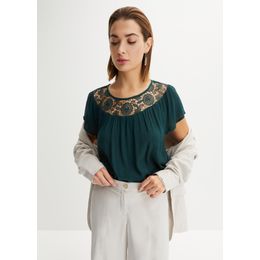 bonprix Bluse mit Spitze, gr&uuml;n