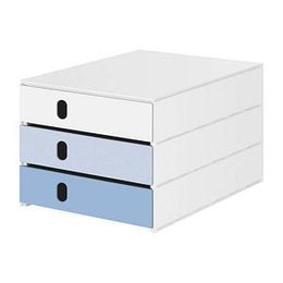 Styro Schubladenbox Styroval pro feelings Snowflake weiß, hellblau, blau 14-8050.Sn, DIN C4 mit 3 Schubladen