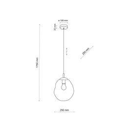 TK Lighting Hängeleuchte Sol Mini, Glas, Ø 25 cm, schwarz/grafitgrau