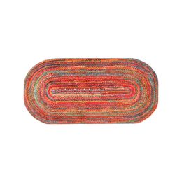 Fu&szlig;matte, Rot, Gr. 50x90 cm - oval, wash+dry by Kleen-Tex, Fu&szlig;matten, Material: Polyamid. R&uuml;ckseite: Gummi