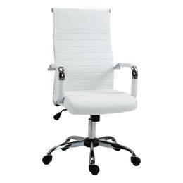 Vinsetto Bürostuhl Gaming Drehstuhl Chefsessel PU-Leder Schaumstoff Weiß 54 x 62 x 104-114 cm