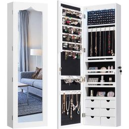 Costway Schmuckschrank mit LED Beleuchtung, 6 Schubladen und Spiegel