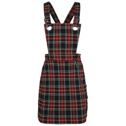Hell Bunny Clash Pinafore Dress Mittellanges Kleid schwarz rot in S HLB40140