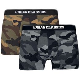 Urban Classics 2-Pack Camo Boxer Shorts Boxershort-Set camouflage in S TB2047 woodcamo + Dak camo