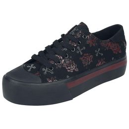 Rock Rebel by EMP LowCut Plateau Sneaker mit Kreuz und Rosen Print Sneaker schwarz in EU37 Q123-000107 M487004