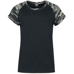 Urban Classics Ladies Contrast Raglan Tee T-Shirt schwarz darkcamo in 3XL TB1913 black/darkcamo