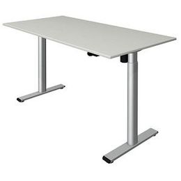 Kerkmann Move 1 base elektrisch höhenverstellbarer Schreibtisch lichtgrau rechteckig, T-Fuß-Gestell silber 180,0 x 80,0 cm