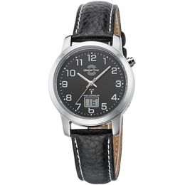 Funkuhr MASTER TIME "MTLA-10577-24L" Armbanduhren schwarz Damen Quarzuhren Armbanduhr, Quarzuhr, Damenuhr, Datum