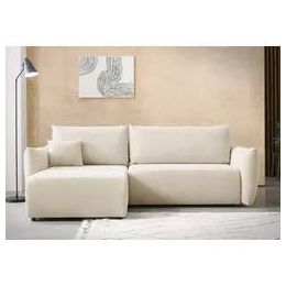 Ecksofa Inosign "MAVAS Schlafsofa mit Bettkasten, L-Form" Sofas Gr. B/H/T: 257cm x 88cm x 177cm, Feinstruktur, Recamiere links, beige ca.257127cm (Liegefläche 212145 cm), Cord, Chenille, Struktur