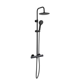 SONSTIGE Duschs&auml;ule mit Thermostat schwarz Kopf &Oslash;23cm, Handbrause 3 Strahl. DSP