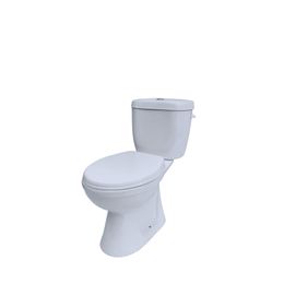 sanicomfort Stand-WC Kombination Abgang innen senkrecht, inklusive WC-Sitz, Tiefsp&uuml;ler wei&szlig;, mit Sp&uuml;lrand