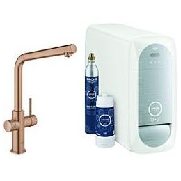 Grohe Blue Home Spültisch-Einhebelmischer 31454DL1 warm sunset gebürstet, L-Auslauf-Starter Kit