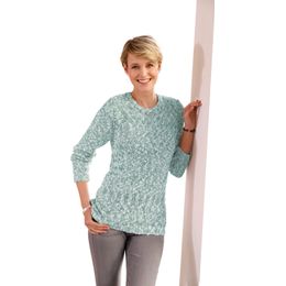 CRÉATION L Damen Rundhalspullover mit Effektgarn jade Größe 50