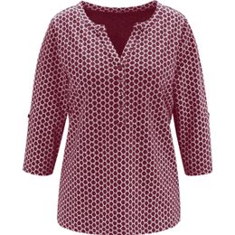 Damen 3/4-Arm-Shirt mit krempelbaren &Auml;rmeln bordeaux-bedruckt, Gr&ouml;&szlig;e 50