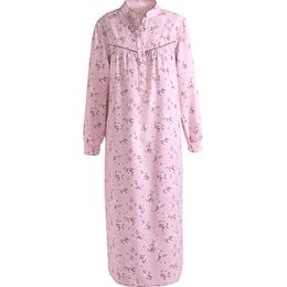 Comtessa Damen Nachthemd in Flanell-Qualit&auml;t ros&eacute;-bedruckt, Gr&ouml;&szlig;e 44/46