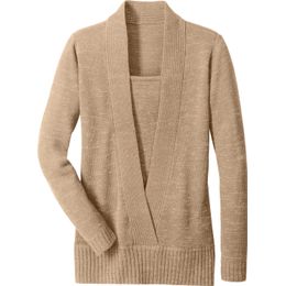 CRÉATION L Damen 2-in-1-Pullover mit Schalkragen-Optik goldfarben-meliert Größe 56