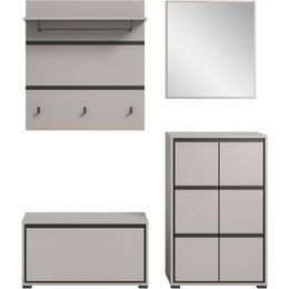 Garderoben-Set Inosign "Skygge" Kastenmöbel-Sets Gr. B/H/T: 165 cm x 196 cm x 37 cm, grau (grau, schw) Garderobenmöbel, Flurgarderobe