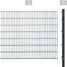 Arvotec Doppelstabmattenzaun "ESSENTIAL 143 zum Einbetonieren" Zaunelemente Zaunhöhe 143 cm, Zaunlänge 2 - 60 m Gr. H/L: 143cm x 2 m, Pfosten: 2 St., grau (anthrazit)