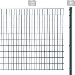 Arvotec Doppelstabmattenzaun "EXCLUSIVE 203 zum Einbetonieren" Zaunelemente Zaunhöhe 203 cm, Zaunlänge 2 - 60 m Gr. H/L: 203cm x 4 m, Pfosten: 3 St., grau (anthrazit)