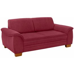 3-Sitzer Home Affaire "Husum", rot (bordeaux), B:208cm H:90cm T:106cm, Luxus-Microfaser in Lederoptik (100% Polyester);Luxus-Microfaser ALTARA NUBUCK (100% Polyester);Luxus-Microfaser mit Druck (100% Polyester), Sofas, mit Sitztiefenverstellung, Kontrastnaht und Federkern