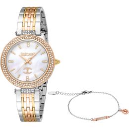 Quarzuhr JUST cavalli time "Savoca, JC1L274M0095" Armbanduhren silberfarben (silberfarben, roségoldfarben) Damen