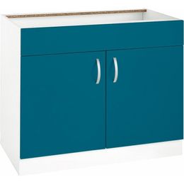 Wiho-Küchen Spülenschrank WIHO KÜCHEN "Flexi" Schränke Gr. B/H/T: 100 cm x 82 cm x 57 cm, blau (front: ozeanblau, korpus: weiß) Breite 100 cm