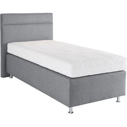 Boxspringbett, grau (strukturstoff grau), mit LED-Beleuchtung, Liegefl&auml;che B/L: 120cm x 200cm, H2, 7-Zonen-Kaltschaummatratze, Bezug Unterbox und Kopfteil: Strukturstoff (77% Polyester und 23% Viskose);Bezug Obermatratze 100% Polyester, waschbar bis 60C, Westfalia Schlafkomfort, Komplettbetten, Boxspringbett, wahlweise mit LED-Beleuchtung