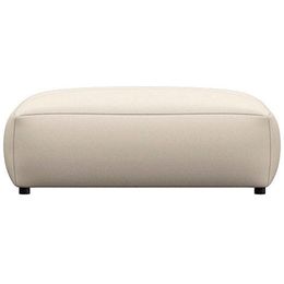 Pouf FLEXLUX "Lucera" Poufs Gr. B/H/T: 104 cm x 41 cm x 82 cm, Echtleder, weiß (warm white) modern & anschmiegsam, Kaltschaum, Stahl-Wellenunterfederung