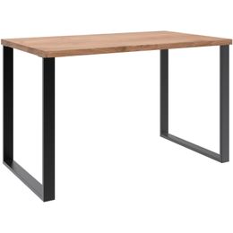 Schreibtisch wimex "Home Desk" Tische Gr. B/H/T: 120cm x 75cm x 70cm, beige (sw/plankenei + schwarz plankeneiche nachbildung) Mit Metallkufen, in 3 Breiten